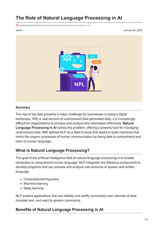 Role of Natural Language Processing in AI - Overview | PDF