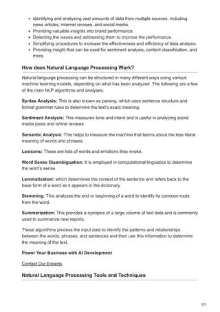 Role of Natural Language Processing in AI - Overview | PDF