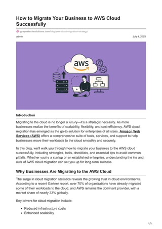 AWS Cloud Migration Guide for Successful Business Shift | PDF