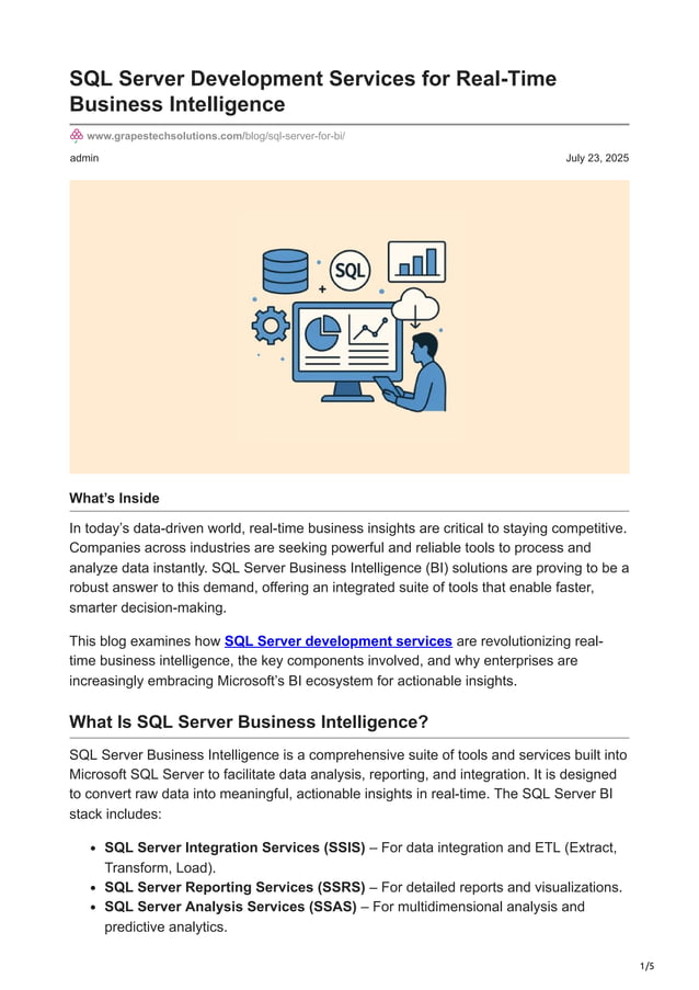 SQL Server Business Intelligence for Real-Time Insights | PDF