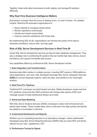 SQL Server Business Intelligence for Real-Time Insights | PDF