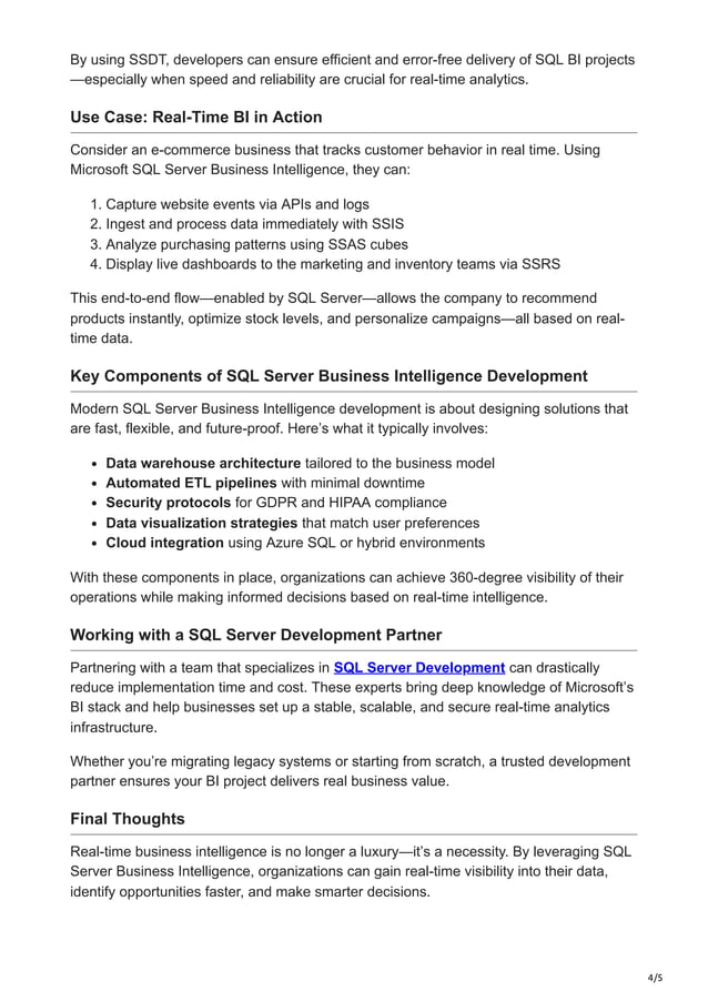 SQL Server Business Intelligence for Real-Time Insights | PDF