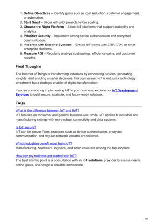 Internet of Things (IoT) – Definition, Types, and Uses | PDF