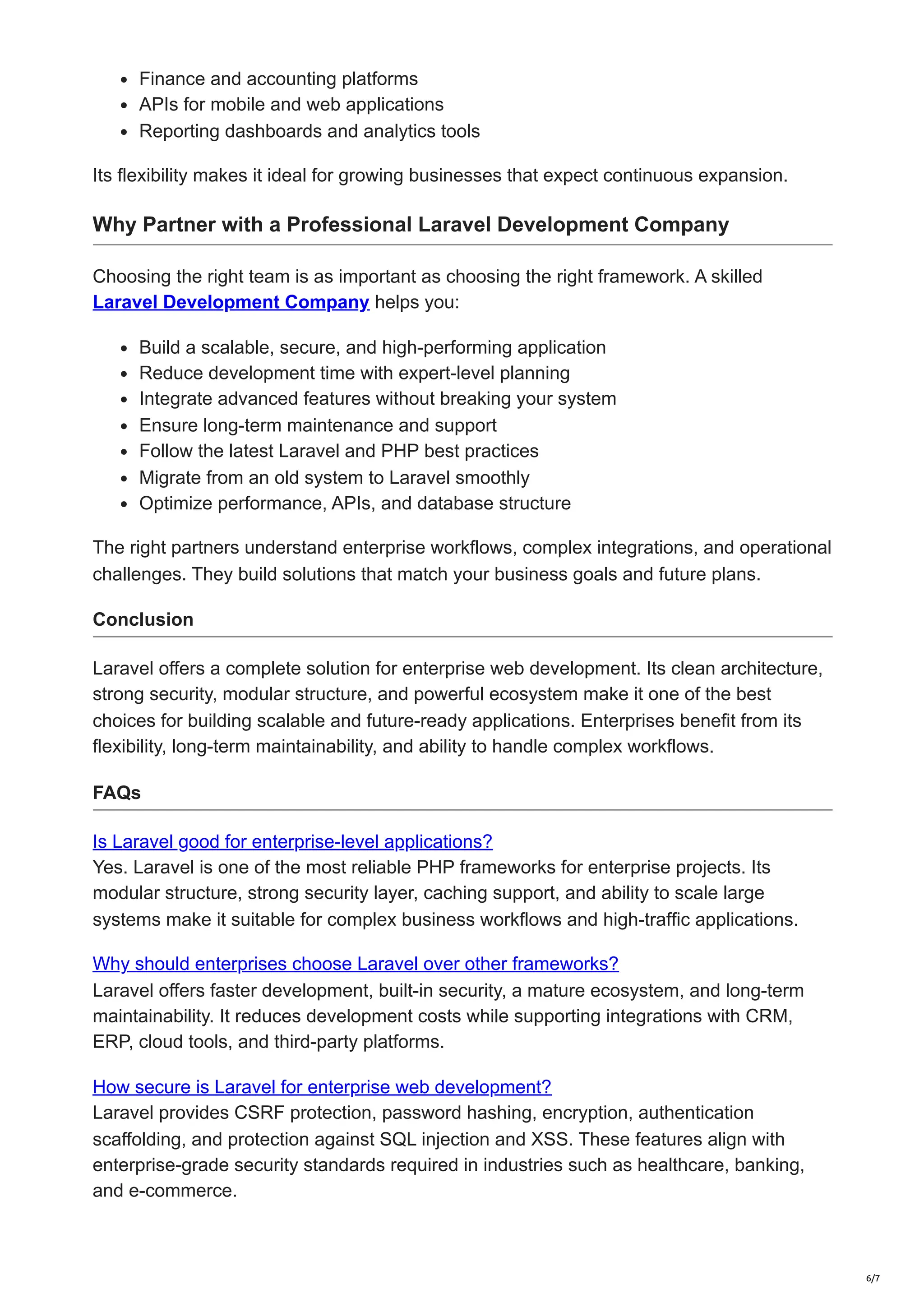 Laravel for Enterprise Web Development | Key Features & Benefits | PDF