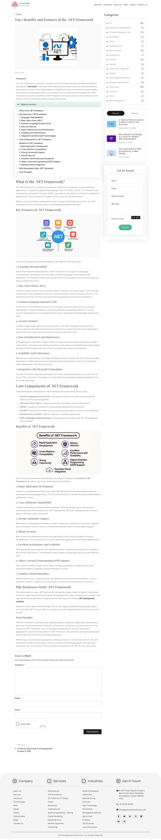 Top 7 Benefits & Features of .NET Framework For Developers | PDF