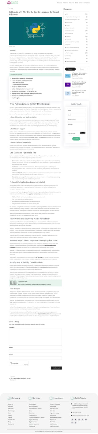 Python in IoT: Powering Smart, Scalable Solutions | PDF