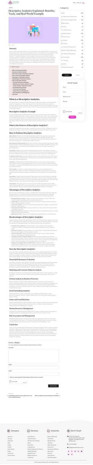 What is Descriptive Analytics: Benefits, Tools & Example | PDF