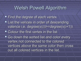 Graph Coloring : Greedy Algorithm & Welsh Powell Algorithm | PPT