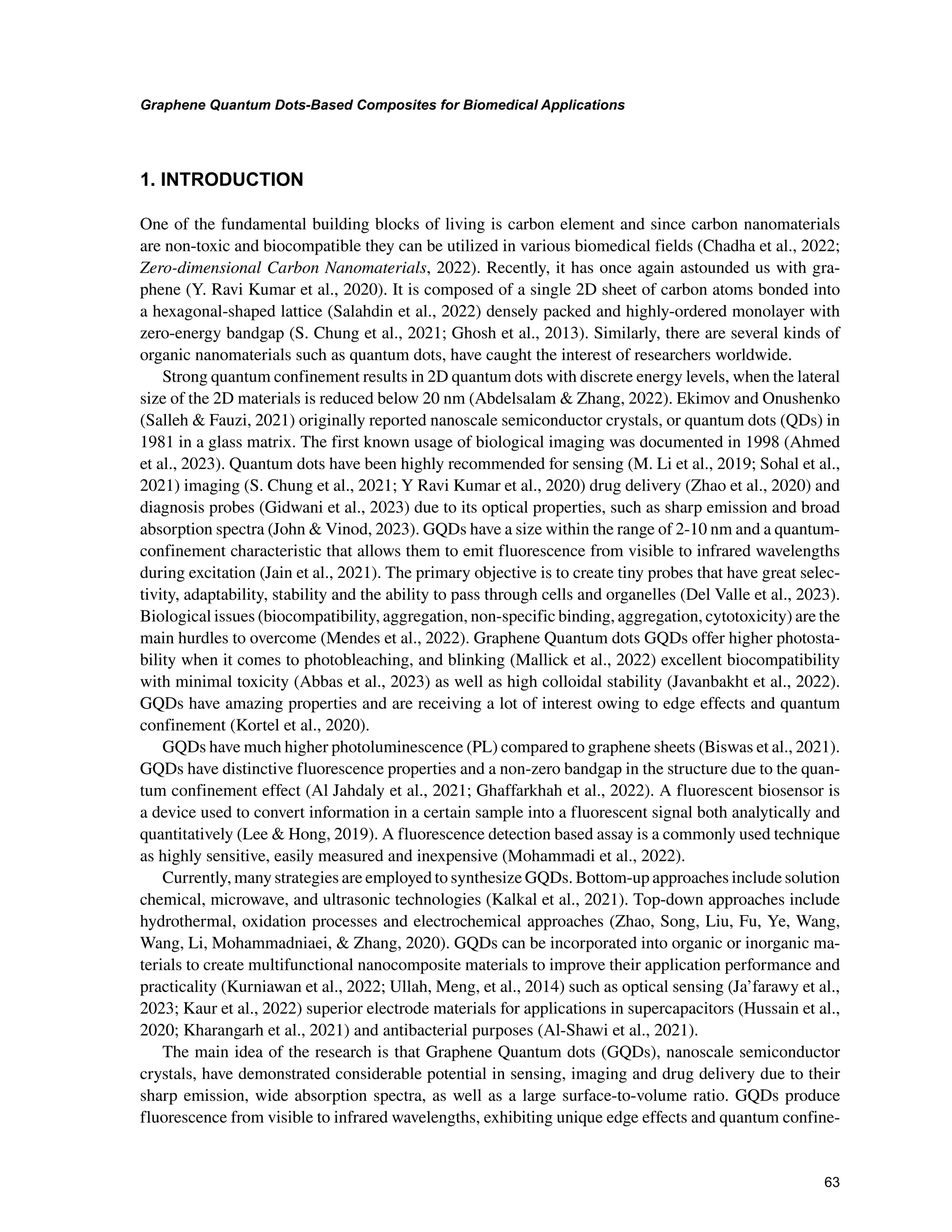 Graphene Quantum Dots in Biosensing, Bioimaging, and Cancer therapy | PDF