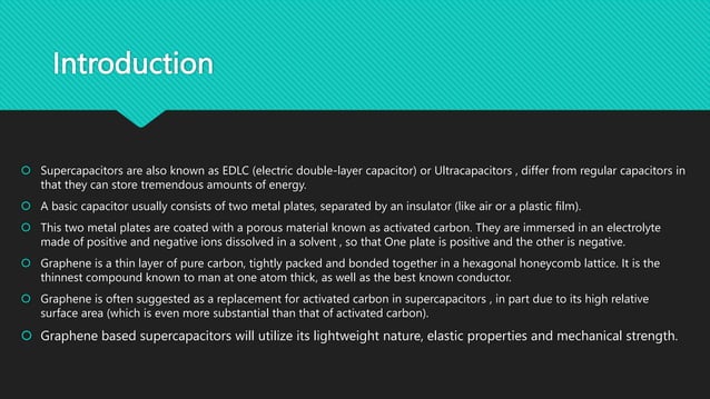 GRAPHENE BASED SUPERCAPACITOR.pptx | Chemistry | Science