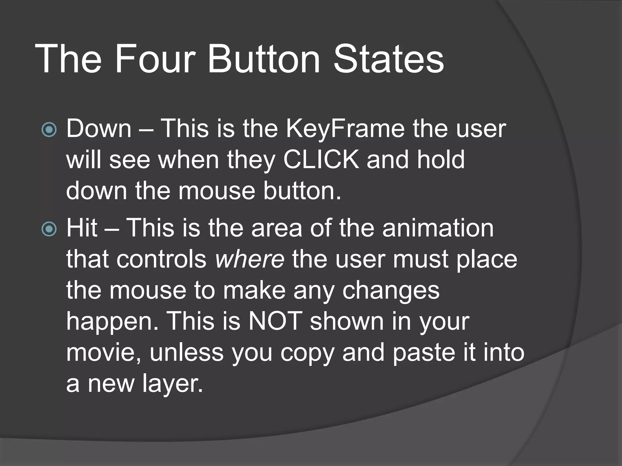 Graphical Animation - Buttons | PPTX | Computer Animation | Computer Software and Applications