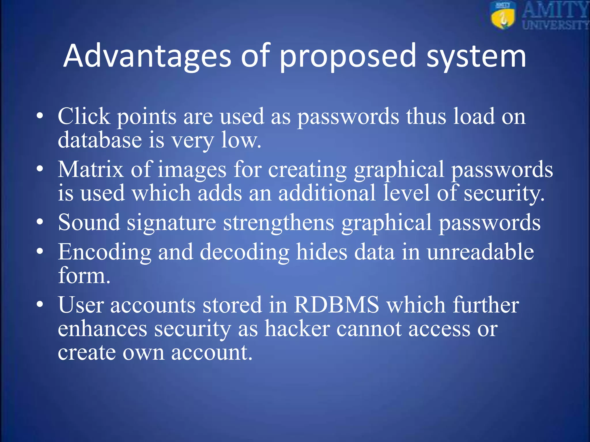 Graphical password authentication system with association of sound | PPTX | Databases | Computer ...