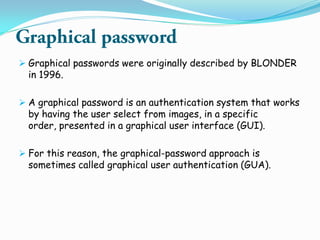 Graphical password authentication | PPT