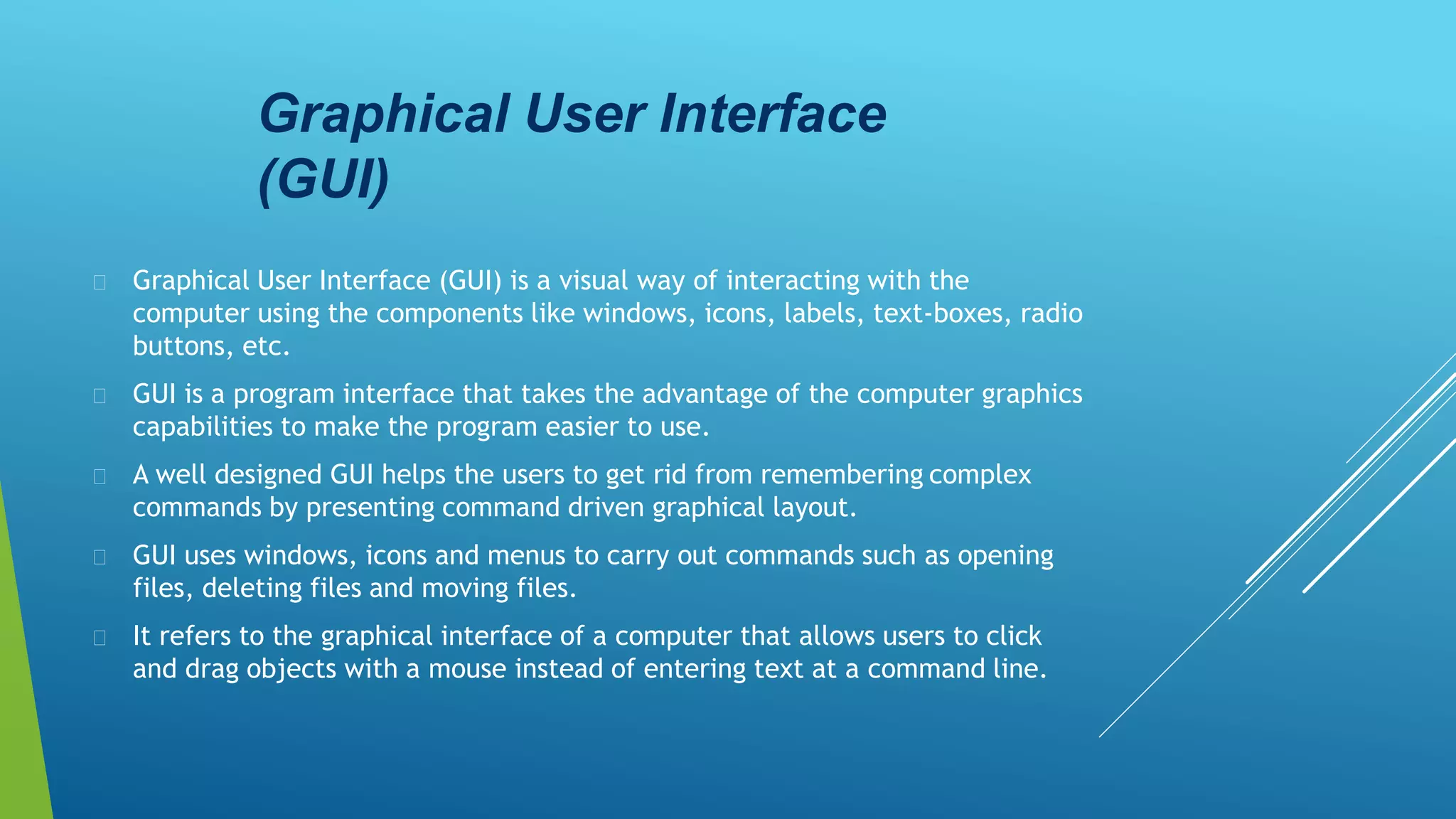 Graphical User Interface Gui Pptx Operating Systems Computer Software And Applications