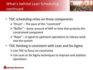 Lean Scheduling and Theory of Constraints | PPT