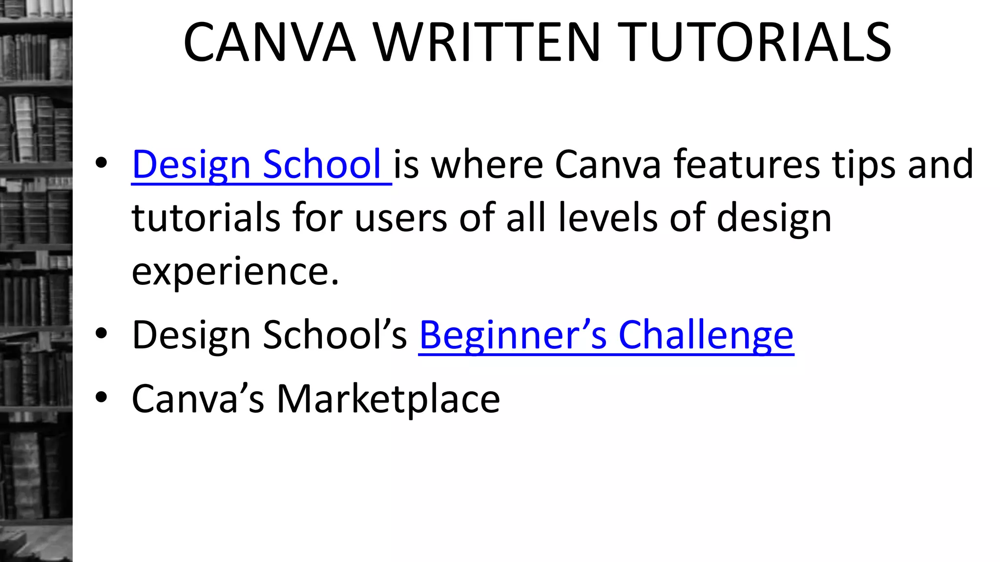 Graphic design for libraries (canva) | PPT