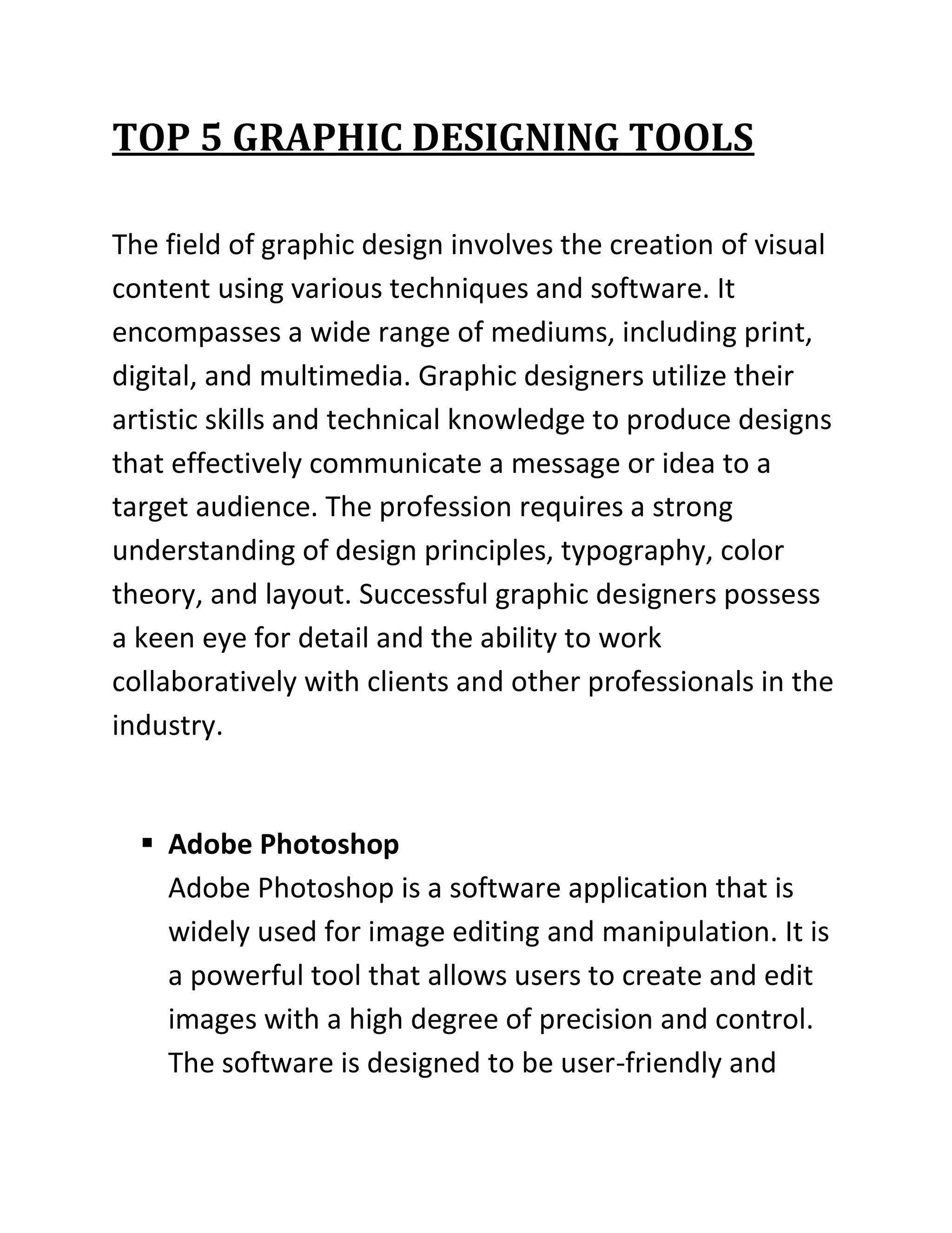 Graphic Designing Tools | PDF