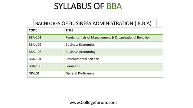 Graphic Era Hill University BBA syllabus.pptx | Undergraduate Education | College Education