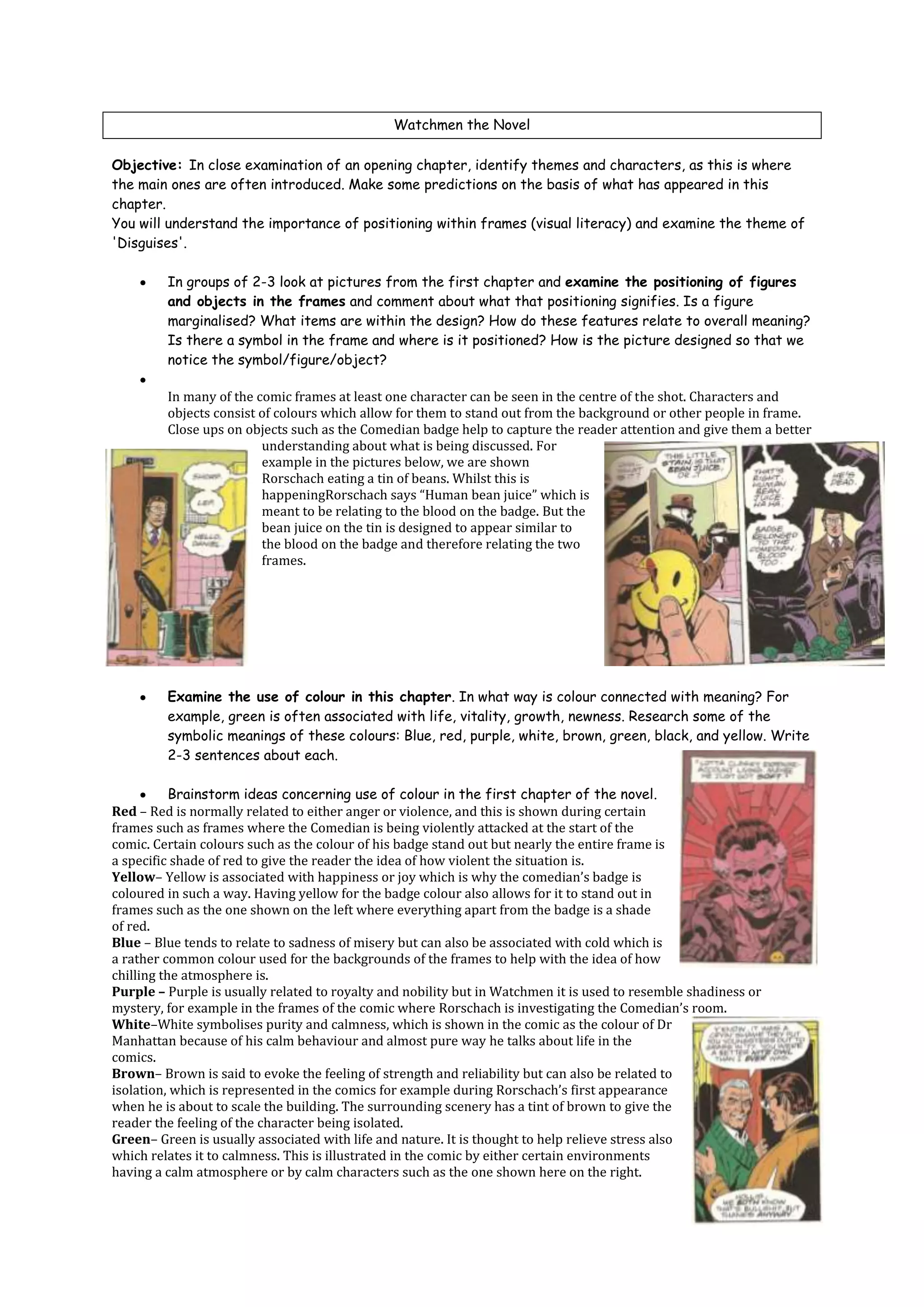 Graphic narrative watchmen | DOCX