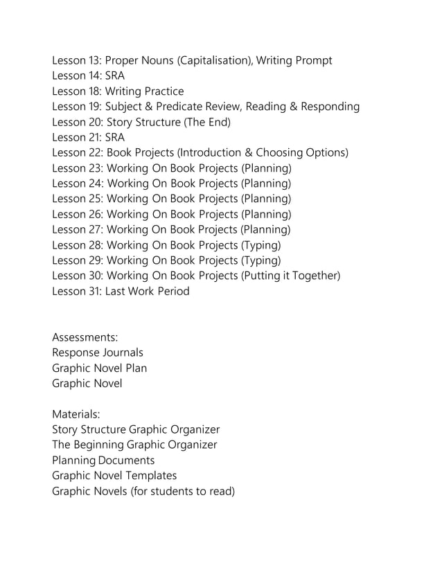 Graphic novel unit plan | DOCX