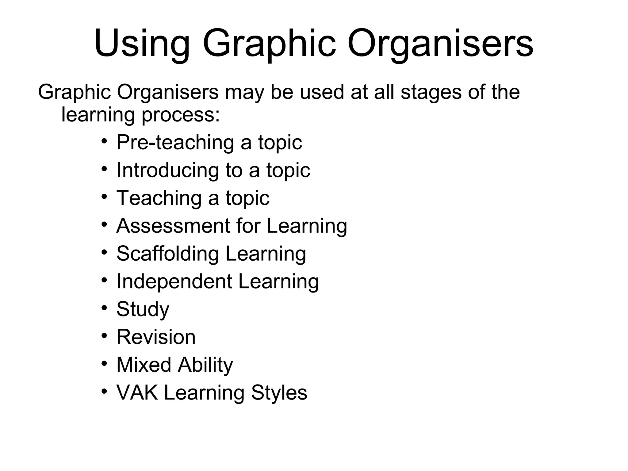 Graphic organisers with examples for use | PPT