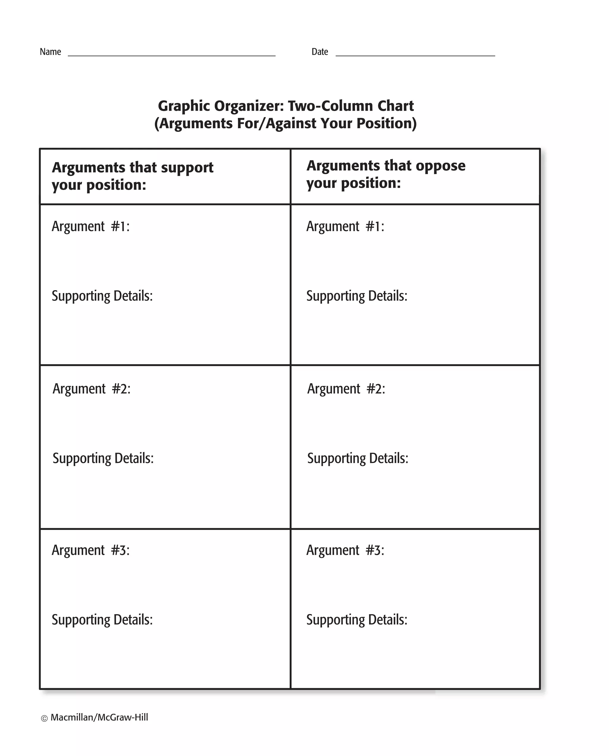 Graphic organizer for and against | PDF