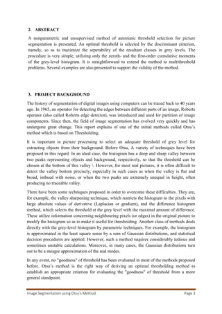 Image Segmentation using Otsu's Method - Computer Graphics (UCS505) Project Report | PDF