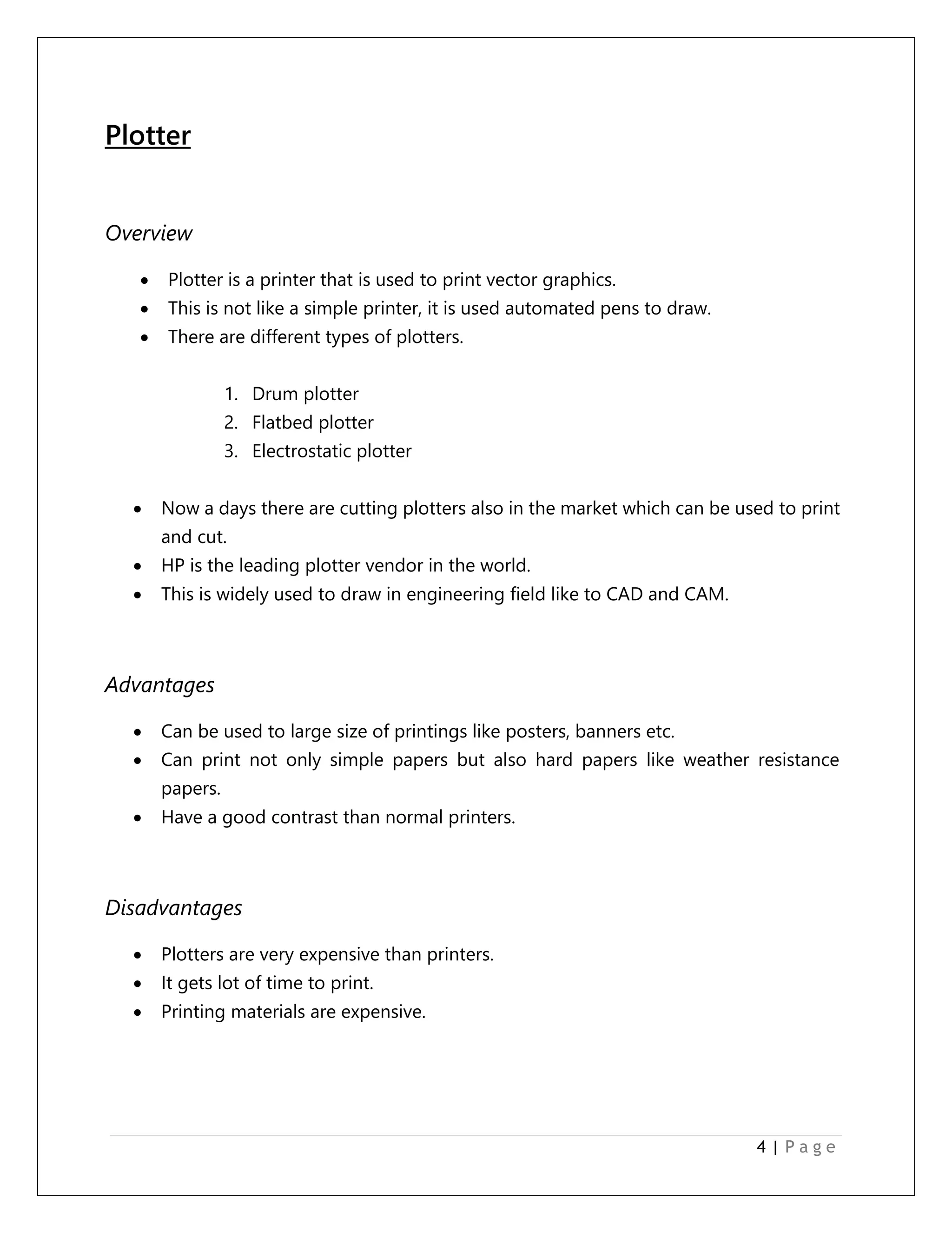 Display types (LED, LCD, Plasma, Plotter, Virtual Reality) | PDF