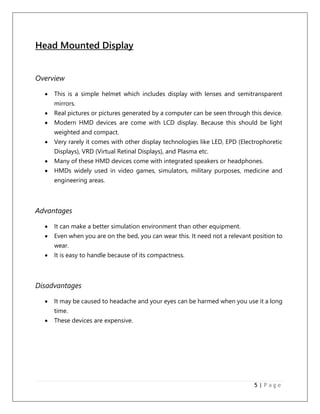 Display types (LED, LCD, Plasma, Plotter, Virtual Reality) | PDF
