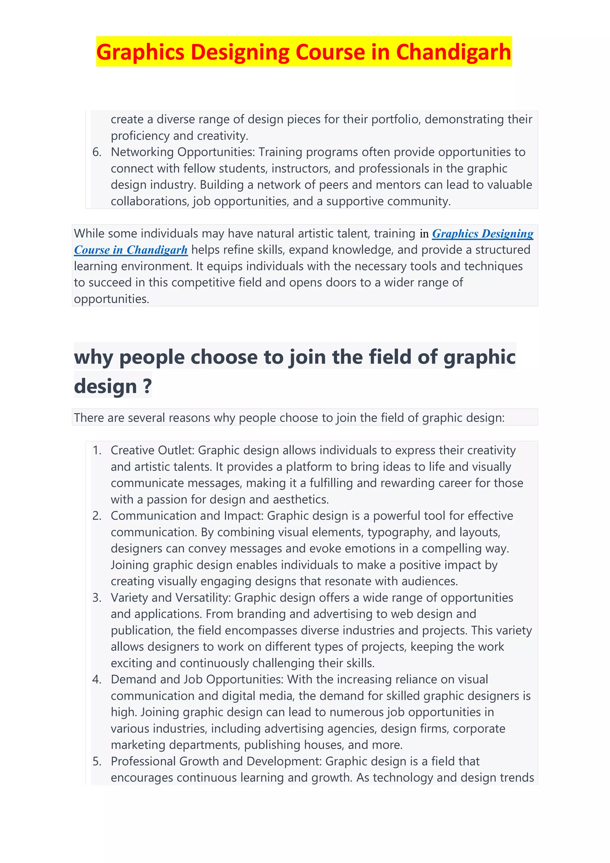 Graphics Designing Course in Chandigarh.pdf | Graphics Software | Computer Software and Applications