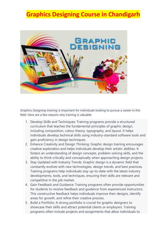 Graphics Designing Course in Chandigarh.pdf | Graphics Software | Computer Software and Applications