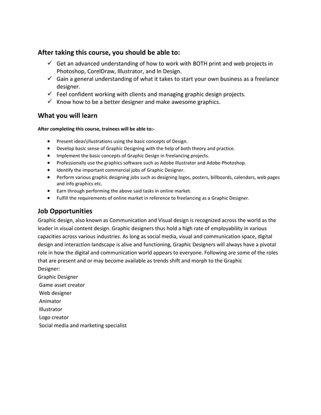 Graphics Designing Course Outline in detail.pdf | Graphics Software ...