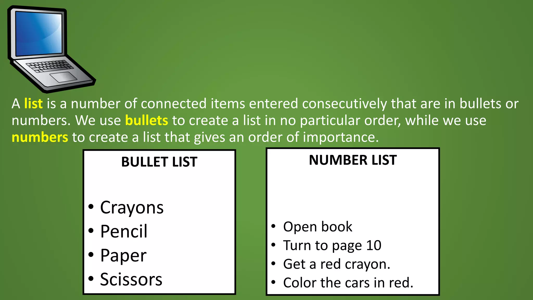 Computer 3 Graphics Formatting Bullets And Numbering Pptx Desktop