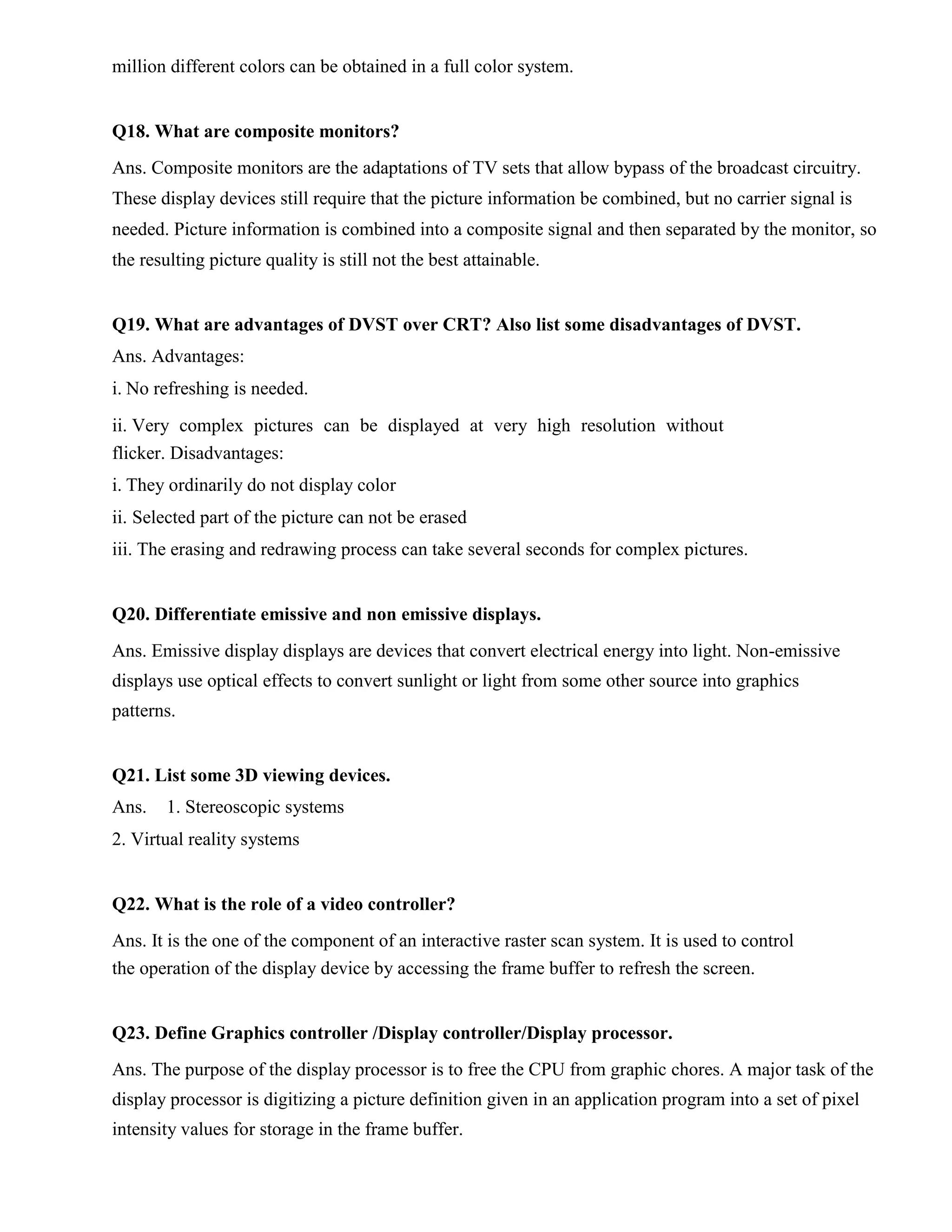 Computer Graphics MCQ's | PDF