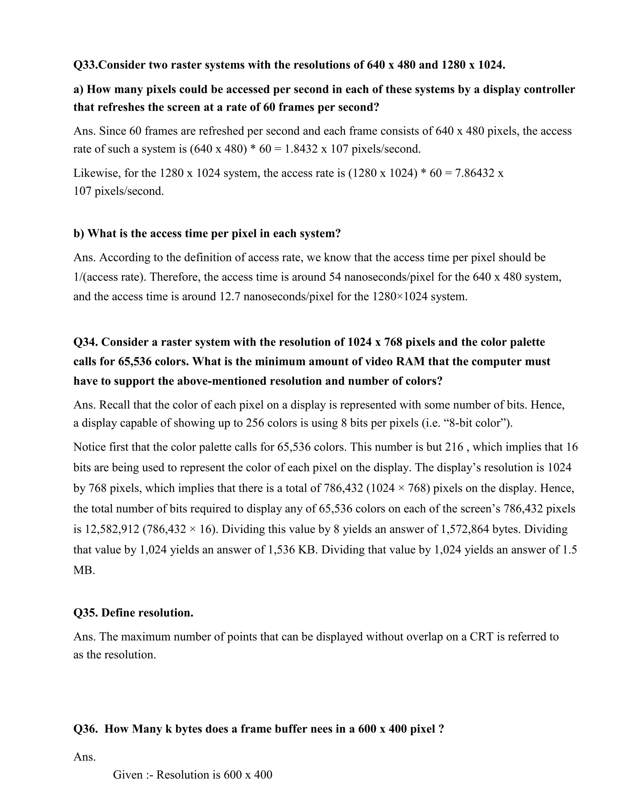 Computer Graphics MCQ's | PDF