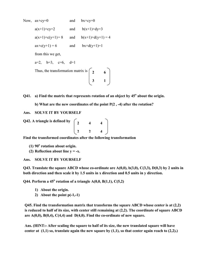Computer Graphics MCQ's | PDF