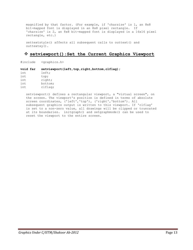C Graphics Functions | PDF | Graphics Software | Computer Software and ...