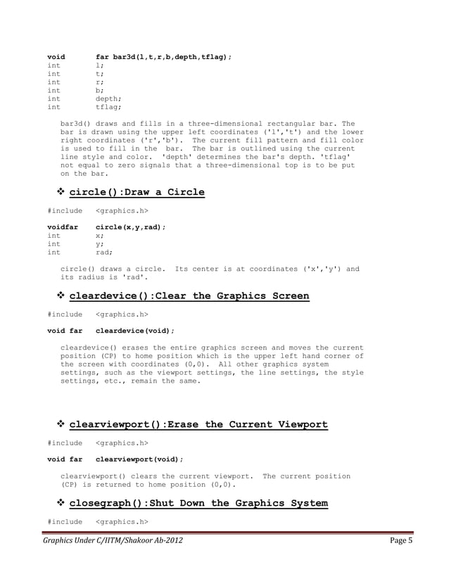 C Graphics Functions | PDF | Graphics Software | Computer Software and ...