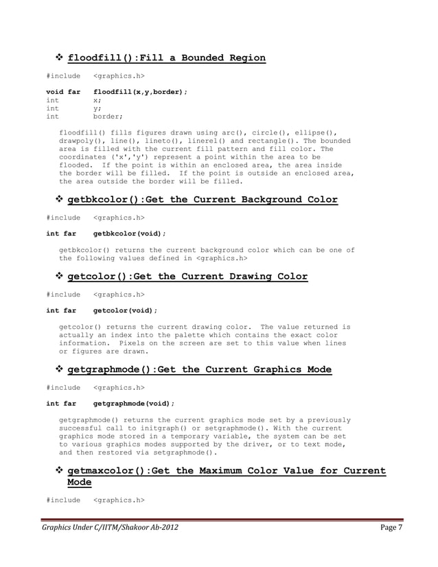C Graphics Functions | PDF | Graphics Software | Computer Software and ...