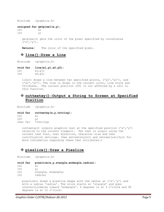 C Graphics Functions | PDF