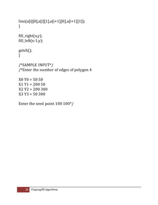 Graphics point clipping c program | DOCX | Graphics Software | Computer Software and Applications