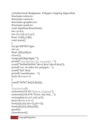 Graphics point clipping c program | DOCX | Graphics Software | Computer Software and Applications