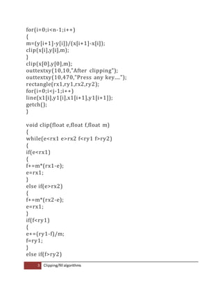 Graphics point clipping c program | DOCX | Graphics Software | Computer Software and Applications