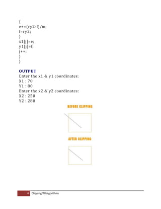 Graphics point clipping c program | DOCX | Graphics Software | Computer Software and Applications