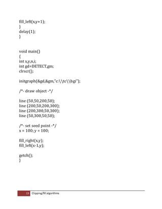 Graphics point clipping c program | PDF