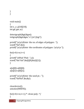 Graphics point clipping c program | PDF