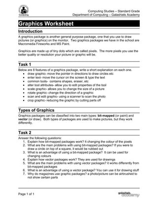 Graphics Worksheet 1 | PDF