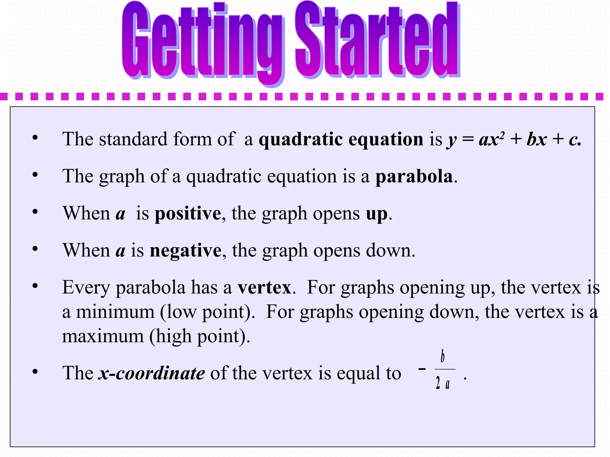 Graphing quadratic-equations-4818 | PPT