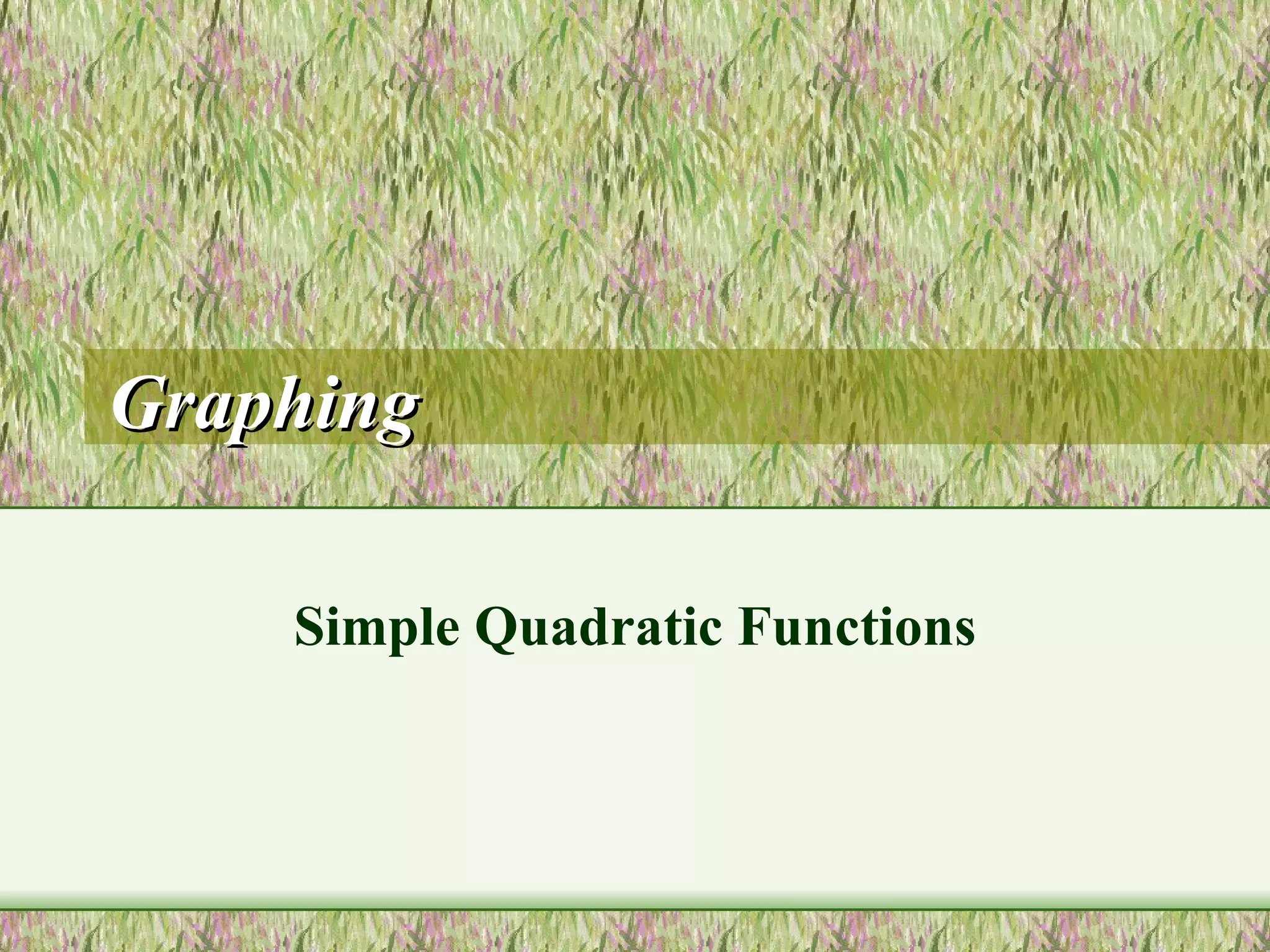 Graphing Simple Quadratic Functions | PPT