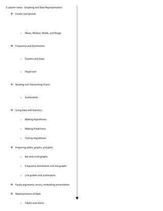 Graphing and Data Representation 2 column Notes Template | PDF